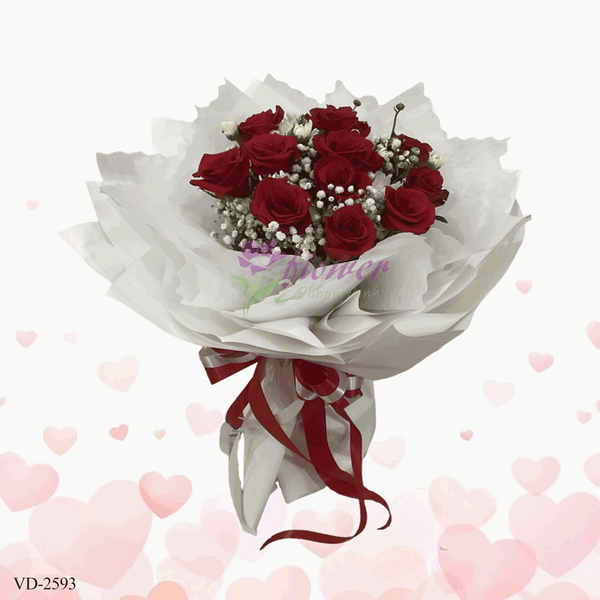 Dozen red roses bouquet – Flower2PhnomPenh